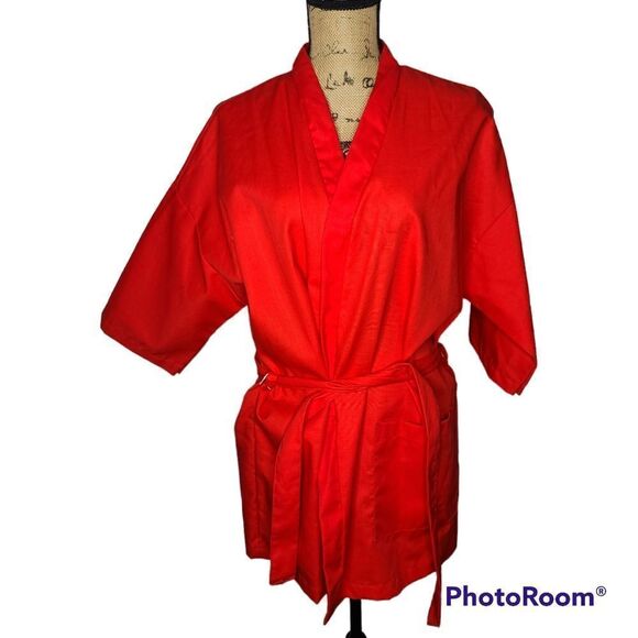 Vintage | Intimates & Sleepwear | Vintage7s Red Short Robe House Coat ...